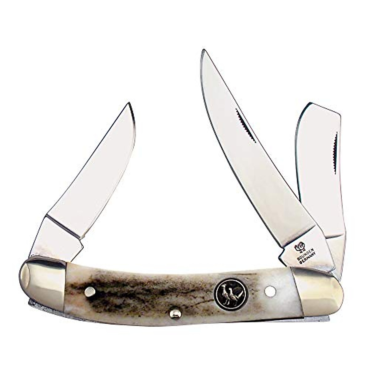 Hen & Rooster German Hand Forged 3 1/2" Sowbelly with Deer Stag Handle 283-DS