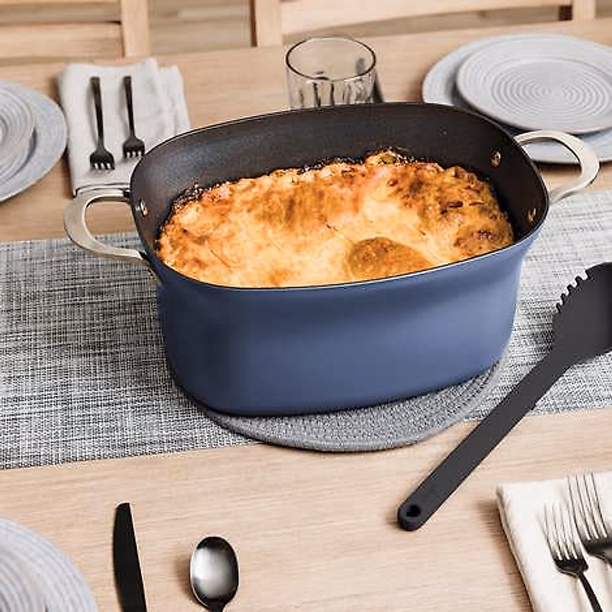 Ninja Foodi PossibleCooker PRO 8.5 Quart Multi-Cooker, with 8-in-1 Slow Cooker, Dutch Oven, Steamer & More, Glass Lid & Integrated Spoon, Nonstick, Oven Safe Pot to 500°F, Navy (Blue)