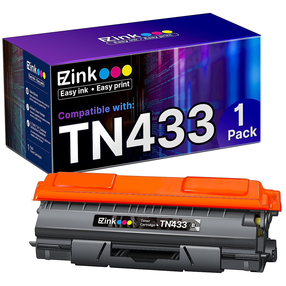 E-Z Ink (TM) Compatible Toner Cartridge Replacement for Brother TN-433 TN433 TN433bk TN431 Compatible with HL-L8260CDW HL-L8360CDW MFC-L8610CDW MFC-L8900CDW (1 Black, 1 Pack)
