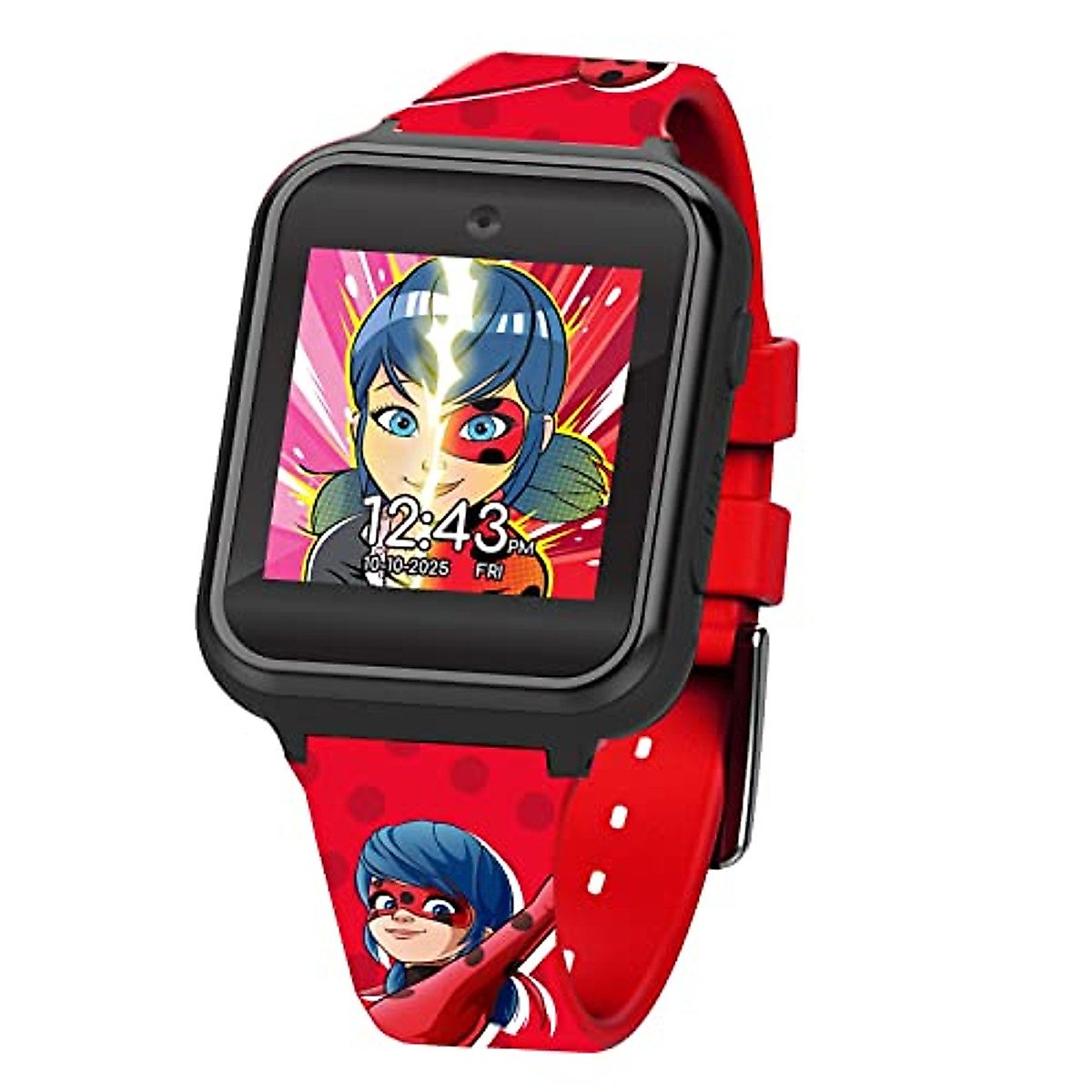 Accutime Miraculous Ladybug Kids Red Educational Learning Touchscreen Smart Watch Toy for Girls, Boys, Toddlers - Selfie Cam, Learning Games, Alarm, Calculator, Pedometer & More (Model: MRC4010AZ)