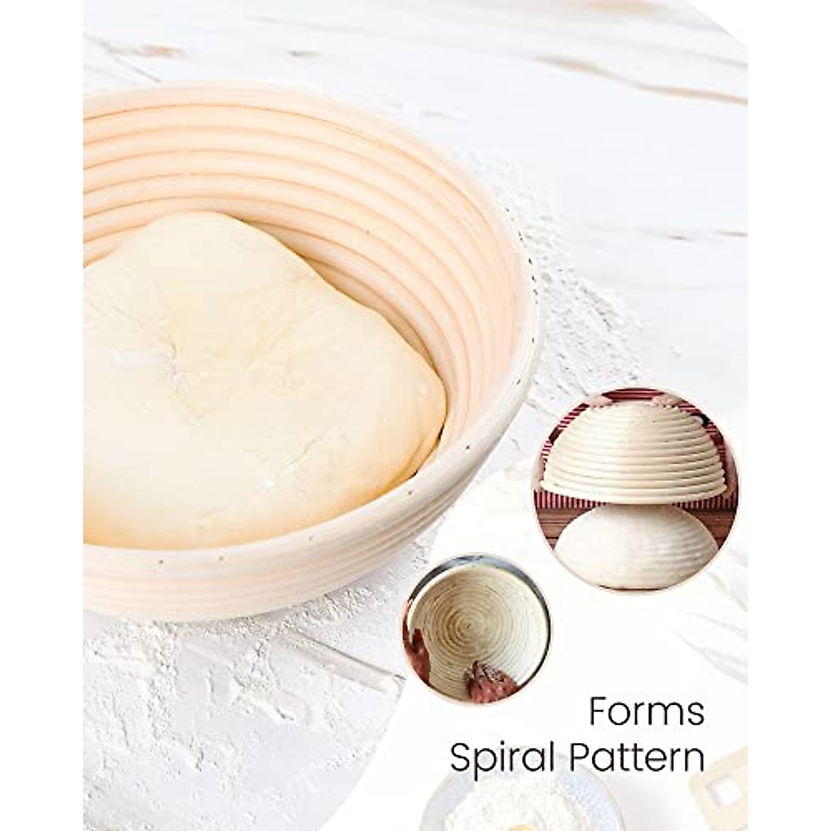 DOYOLLA Bread Proofing Baskets (Set of 3, 8.5inch), Sourdough Bread Making Supplies w/Bread Lame and Scraper, Dough Proofing Rising Bowls Kit for Sourdough Starter