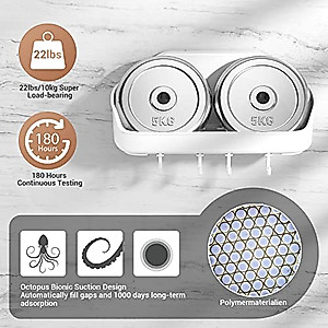 LUXEAR Shower Caddy Suction Cup NO-Drilling Removable Bathroom Shower Shelf Powerful Shower Organizer Max Hold 22lbs Caddy Basket Waterproof & Oilproof Wall Mounted Storage Rack for Bathroom&Kitchen 