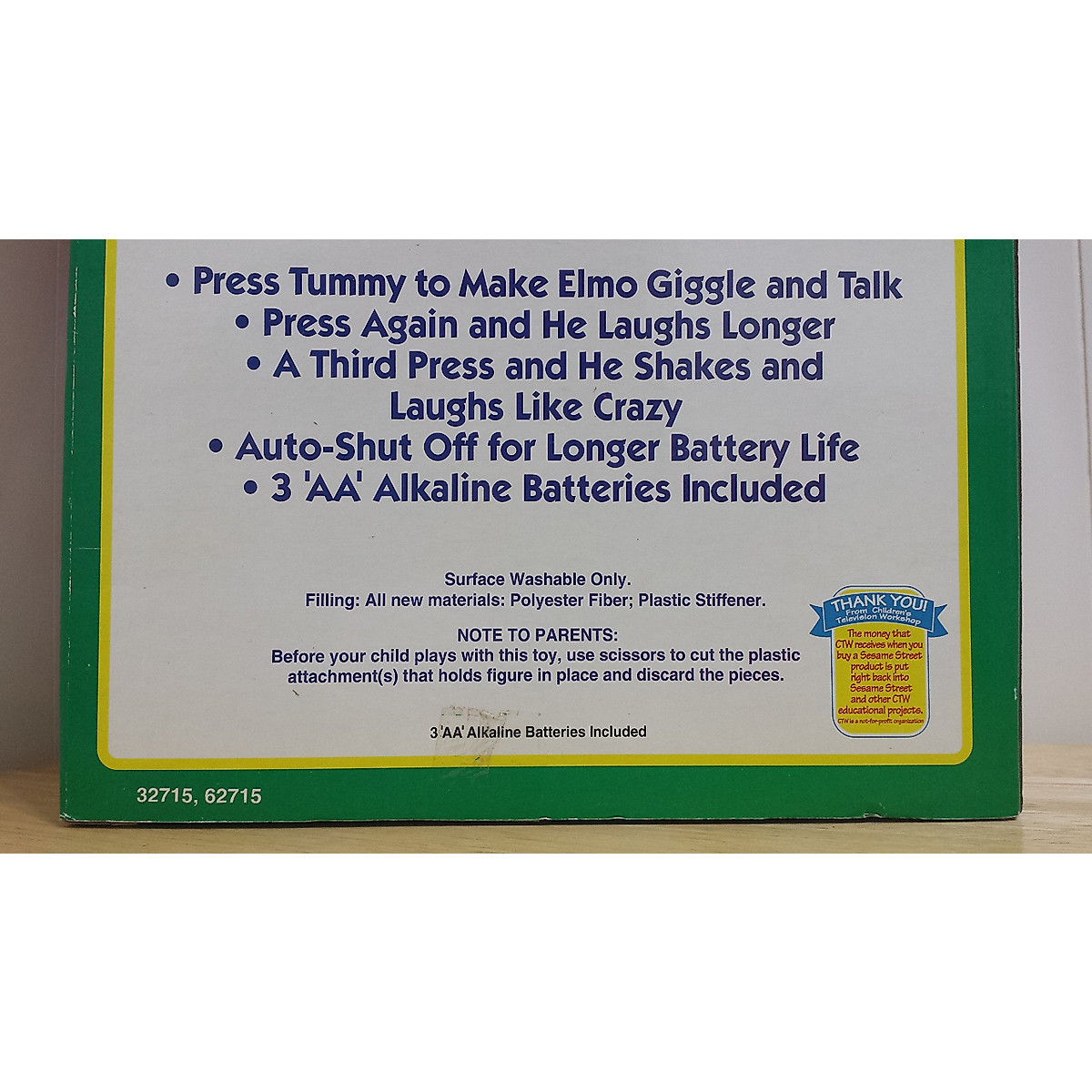 Jim Henson Productions, Inc. Tickle Me Elmo Original 1995 Vintage Plush Doll by Tyco