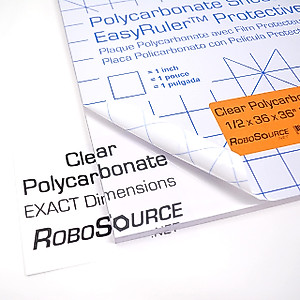Polycarbonate Clear Plastic Sheet 24" X 24" X 0.472" (1/2") Exact with EasyRuler Film, Shatter Resistant, Easier to Cut, Bend, Mold Than Plexiglass. Window Panel, Hobby, Home, DIY, Industrial, Crafts