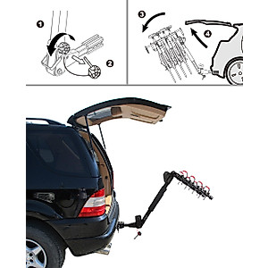 Tyger Auto TG-RK4B102B Deluxe 4-bike Carrier Rack Compatible with both 1-1/4'' and 2'' Hitch Receiver | with Hitch Pin Lock & Cable Lock | Soft Cushion Protector