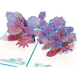 PopLife Fireworks 3D Pop Up New Years Card - NYE Popup, Happy Birthday, Independence Day Fourth of July, Congratulations Card - Fold Flat for Mailing - for Son, for Daughter, for Friend, for Co-worker