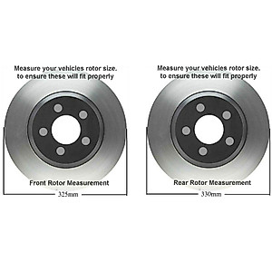 Detroit Axle - Brake Kit for Chevy GMC Silverado Sierra Avalanche Suburban Yukon XL 2500 3500 HD Front Rear Drilled Slotted Brake Rotors Ceramic Brakes Pads : 12.8" inch Front & 12.99" inch Rear Rotor