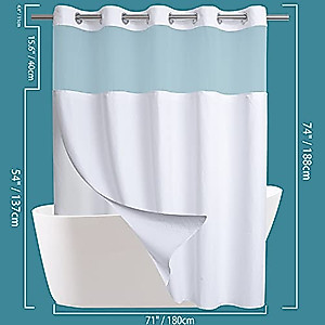 Hotel Grade Fabric Shower Curtain Set with Snap in Liner for Bathroom with See Through Top Window, Waffle Weave Shower Curtain, White, Machine Washable (Waffle-White,71W x 74H)