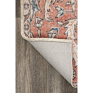 nuLOOM Sariyah Printed Floral Machine Washable Area Rug, 5x8, Rust