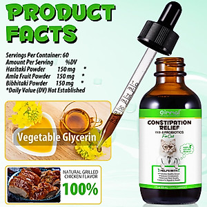 Cat Constipation Relief, 2 Fl Oz Constipation Relief for Cat, Cat Laxative, Cat Laxative Constipation Relief, Stool Softener, Supports Digestive Health