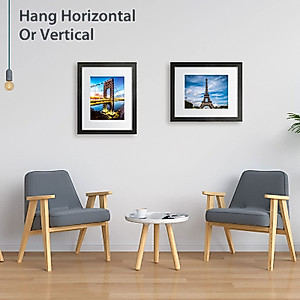 VCK 16x20 Picture Frame Set of 2 Display Pictures 11x14 with Mat or 16x20 Without Mat, Wall Gallery Poster Frames,Horizontal and Vertical Formats Black