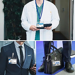 100 Pcs Clear Plastic Horizontal Name Badge ID Card Holders