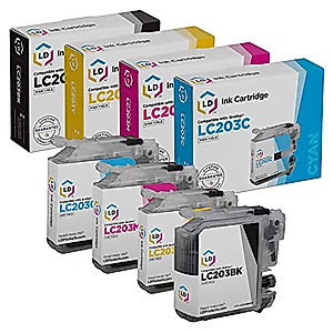 LD Compatible Ink Cartridge Replacement for Brother LC203 High Yield (Black, Cyan, Magenta, Yellow, 4-Pack)