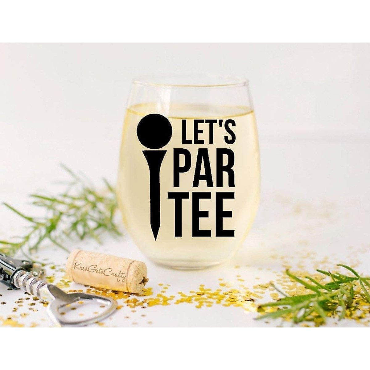 Let's Par Tee - Funny Golf Gift - Premium 21oz Stemless Wine Glass - Golfer Gifts