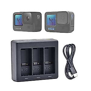 Fast Battery Charger Hub for GoPro Hero 11/ Hero 10/ Hero 9, Supports 3 Batteries Charging Over Current Protection