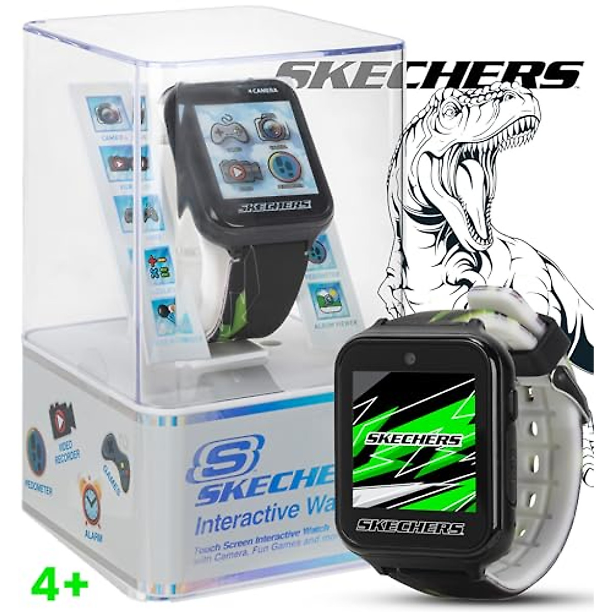 Skechers Kids Smart Watch with Games, Camera, and Fitness Tracker – Touchscreen, Alarm, Timer, and Voice Recorder Features, Stylish Abstract Pattern Strap – Fun and Functional Digital Watch for Boys