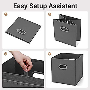 MaidMAX Storage Bins 12x12x12, for Home Organization and Storage, Toy Storage Cube, Closet Organizers and Storage, with Dual Plastic Handles, Grey, Set of 6