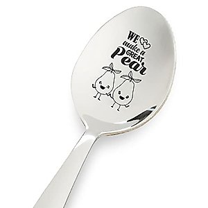 Romantic Gift | Gift for Couples | Valentine Day Gift for Girlfriend Boyfriend | Birthday Christmas Gift for Teen Girl Boy | We Make A Great Pear-Engraved Spoon Gift