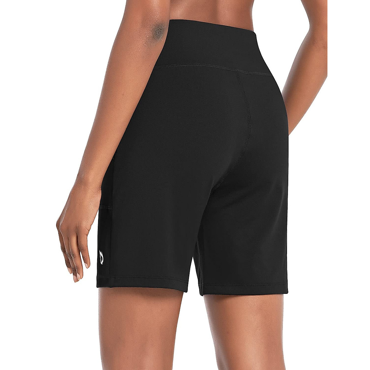 BALEAF Women's 7" Athletic Long Shorts High Waisted Running Bermuda Shorts with Pockets Black X-Large
