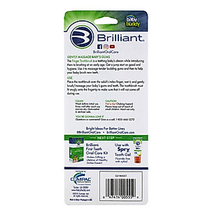 Brilliant Baby Finger Toothbrush with Case, Silicone Gum Massager and Teether Brush for Babies and Toddlers Age 3 Months Old and Up, Newborn Oral Hygiene Essentials, Teethers and Toothbrushes, Green