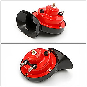 Super Loud Train Horns, 12V Waterproof Durable Car Air Electric Snail Horn, Raging Sound Air Horns Replacement Kit, Automotive Accessories Universal for Car, Motorcycle, Truck, Bike, Boat (Red)