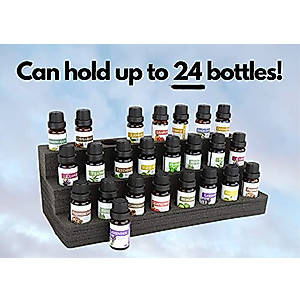 Polar Whale 4 Essential Oil Storage Organizers 3 Tier Display Rack for Home Bathroom Bedroom Office Elegant Modern Durable Black Foam Washable Waterproof Holds 24 Bottles (5ml to 15ml)