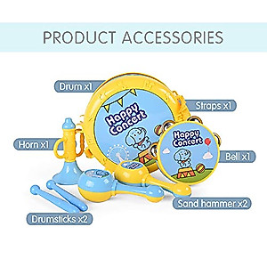 Baoli Kids Musical Instruments Toys ,Toddler Musical Instruments Toys Set Trumpet, Percussion, Maraca, Tambourine Birthday Gifts for Ages 1-3 Boys Girls and Children
