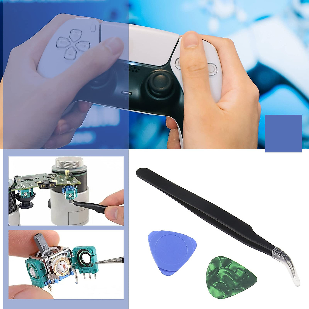 Micro Traders Cross Screwdriver Set Opening Tools Repair Kits for DualSense 5 PS5 Controller with Cleaning Brush Prying Stick Prying Tool Open Shell Tool