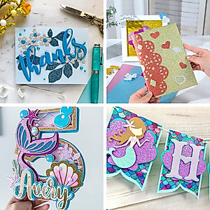 Koogel Glitter Cardstock Paper, 36 Sheets Sparkly Paper A4 Premium Craft Cardstock 18 Colors for Card Making Paper Crafting Scrapbook 250GSM