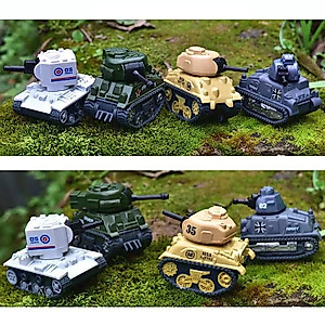 Ai-Fun 4PCS Mini Tank Pull Back Tank Model Toy Military Toy Vehicle for Kids (Solid Color)
