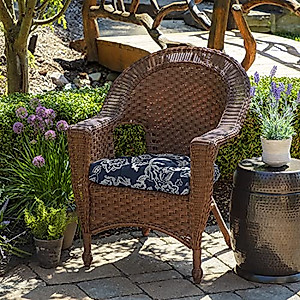Arden Selections Outdoor Wicker Chair Cushion 18 x 20, Sapphire Blue Ashland Jacobean