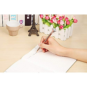 MengRan Pen + 5 Refills Rose Gold Pen with Big Diamond/Crystal -Metal Ballpoint Pen Rose Gold Office Supplies -Black Ink (rose gold)