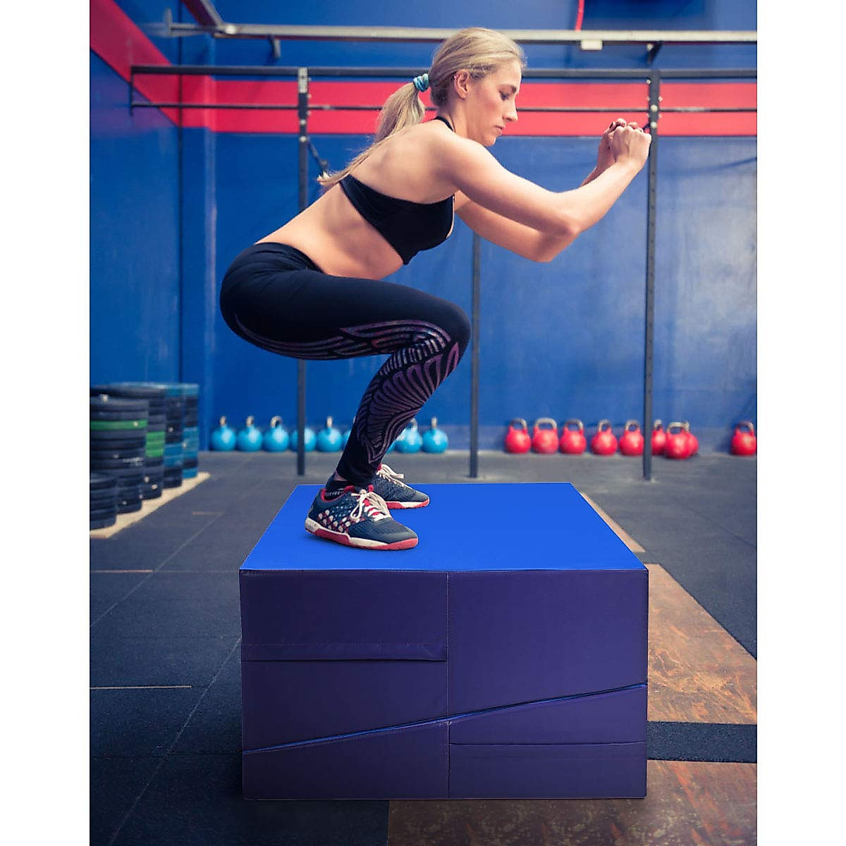 Giantex Incline Gymnastics Mat Wedge Folding and Non-Folding Gymnastics Gym Fitness Skill Shape Tumbling Mat for Kids Play Home Exercise Aerobics (Blue/Purple 60"X30"X14")