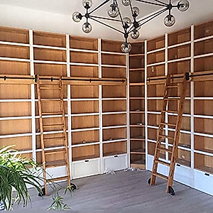 Sliding Library Ladder Hardware (No Ladder) Sliding Barn Door Kit with Floor Roller Wheels 3.3ft- 20ft Rolling Ladder Hardware Library Sliding Ladder Hardware Kit+ Extention Tracks (No Ladder) ( Size