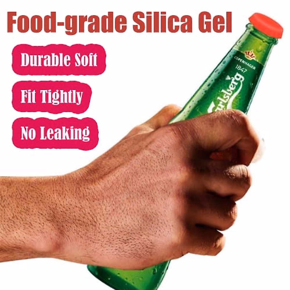 Bottle Caps, Beer Bottle Caps Silicone Reusable Soda Bottle Stopper Hat Sealer Cover for Soft Drink, Beverages, HomeBrew, Kitchen Gadgets, Prevent Spillage, Dishwasher Safe, BPA-Free (Mix, 6 Pack)