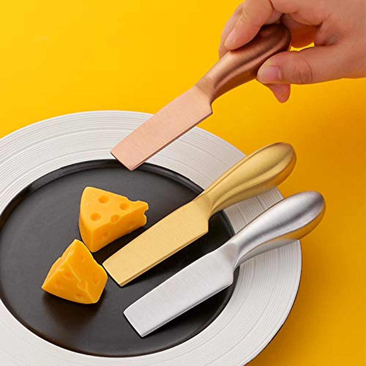 Buyer Star Cheese Desert Knives Set of 4, Stainless Steel Black 5.3 inch Breakfast Butter Knife, Slicer Sandwich Spreader