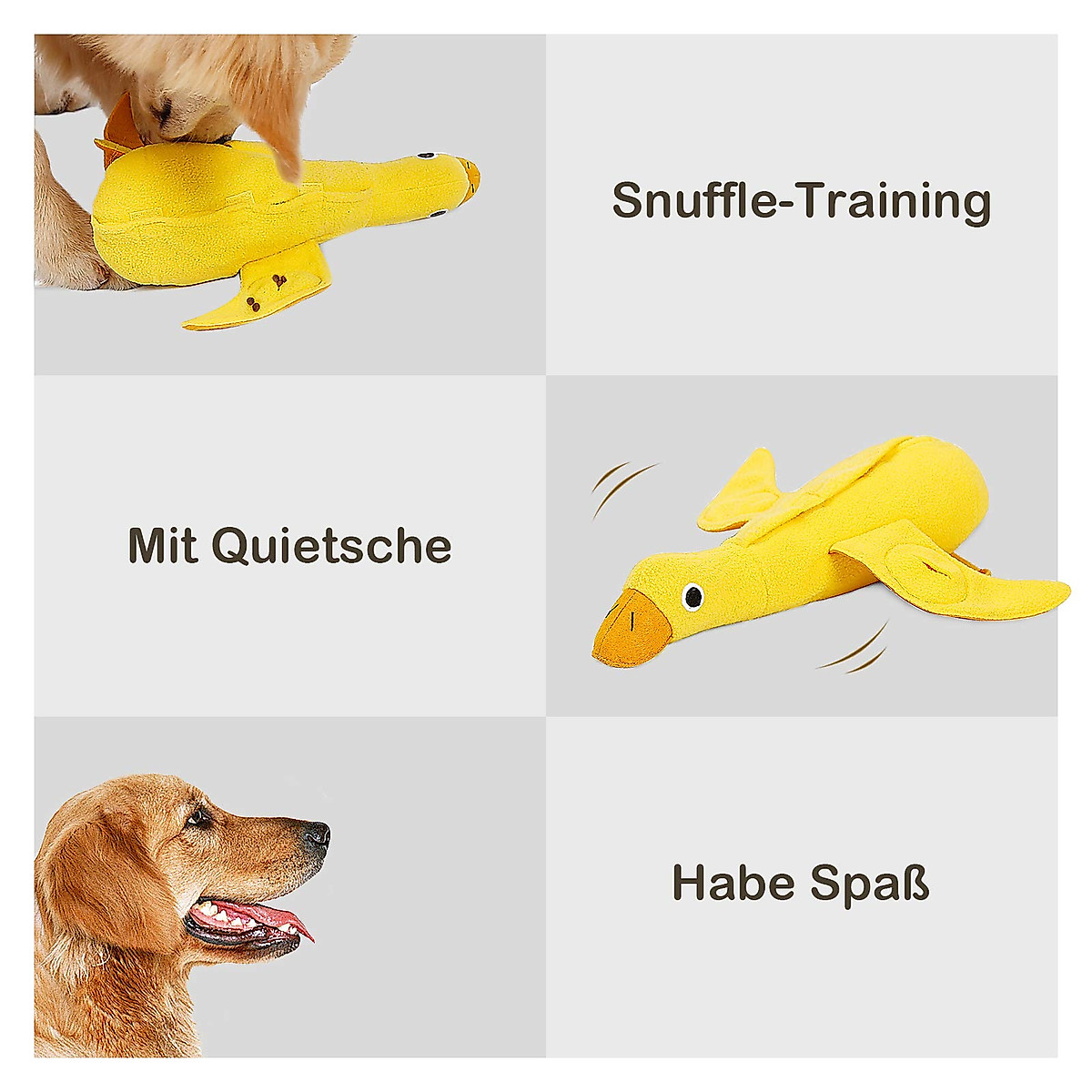 PEDOMUS Plush Dog Toy,Pets Squeaky Training Playing Toys,Treat Dispensing Dog Toy,Durable Chew Toys for Puppies Small Medium Dogs with Duck Shape