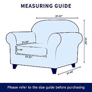 subrtex Stretch Armchair Sofa Slipcover 2 Piece Sofa Cover 1 Seater Soft Couch Slipcover Washable Furniture Covers, Jacquard Fabric Small Checks(Gray,Armchair)