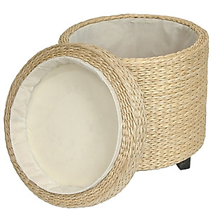 Oriental Furniture Rush Grass Storage Footstool - Natural