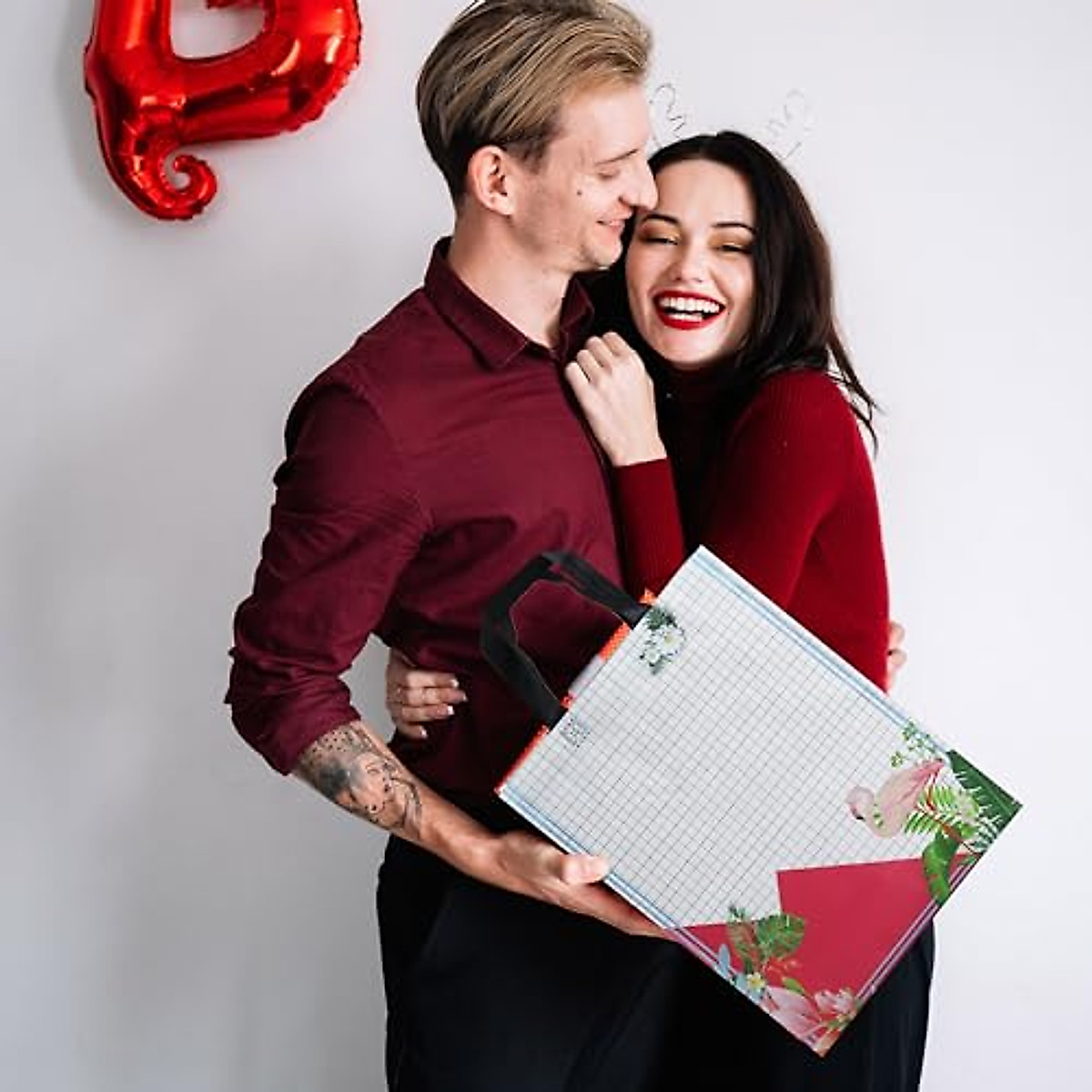 Reusable Gift Bags Set of 10 Different Patterns, Laminated Bags, Waterproof Daily Shopping Bags with handles, Portable Grocery Bags for Shopping, Food, Trips, Picnics, Party Favor, Father's Day