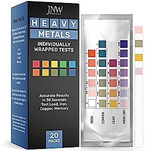 Heavy Metals Water Test Kit - Drinking Water Test Strips with eBook - Quick and Accurate Testing Kits for Drinking Water - Test Iron, Copper, Mercury, and Lead - 20 Test Strips by JNW Direct