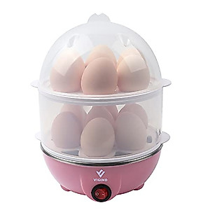 VIGIND Egg Cooker,350W Rapid Electric Egg Maker,Egg Steamer,Egg Boiler,Egg Cookers With Automatic Shut Off,14 Egg Capacity Double-Layer Lazy Egg Boiler,Multifunction Heated Milk,Heated Food