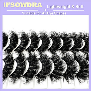 IFSOWDRA Dramatic Lashes Mink 8D Volume Curly Fake Lashes Wispy Full 20mm/25mm Mink Lashes Long 20 Pairs False Eyelashes D Curl Strip Lashes Pack
