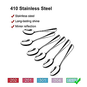 TIONTURE Small Spoons 6 Pcs Demitasse Espresso Spoons Mini Coffee Spoon Stainless Steel Teaspoon for Ice Cream Dessert Tiny Spoon for Home