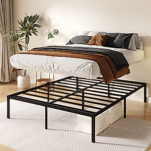 Kilyssa 18 Inch King Bed Frame, Metal Platform Bed Frames Heavy Duty 3500lbs Steel Slats Support Mattress Foundation Noise Free No Box Spring Needed, King Size