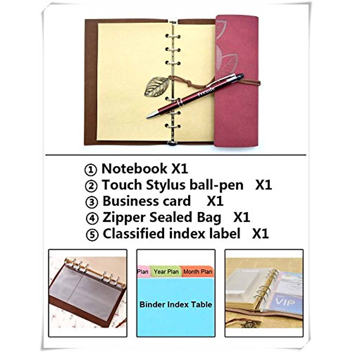 Refillable Notebook Journals,FREUDE A6 Leather Bound Travel Diary Art Drawing Sketchbook Journals to Write in for Women,Best Gift for Teens Girls and Boys