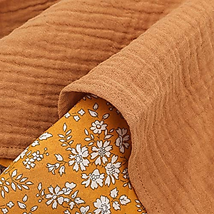 Baney Bunny Rabbit Security Blanket | Muslin Cotton Organic Lovey | Soft Soothing Blankie | Infant Baby Toddler Toy (Rust Mustard Floral)