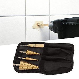 Drill Bits with Automatic Punch, 3pcs Step Drill Bits 4-12/4-20/4-32 with Hexagonal Handle, High Speed Steel and, Good Wear Resistance