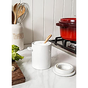 LE TAUCI Sugar Bowl with Lid and Spoon, Ceramic Sugar Bowl, Sugar Jar for Kitchen, Coffee bar, Countertop, 12 oz Salt Container, Modern Farmhouse Kitchen Decor, White