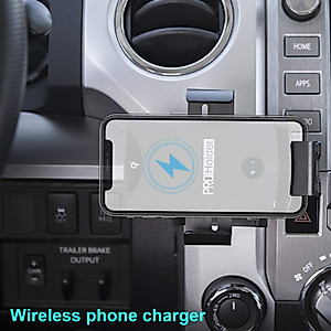 None/Brand 3W ProHolder Clip in Custom Fit Phone Holder Compatible ForToyota Tundra 2014 -2021,Mount 360 Deg Adjustable,Car Phone Cradle Fit for iPhone Samsung 4-7 Inch,with Wireless Charger, Black